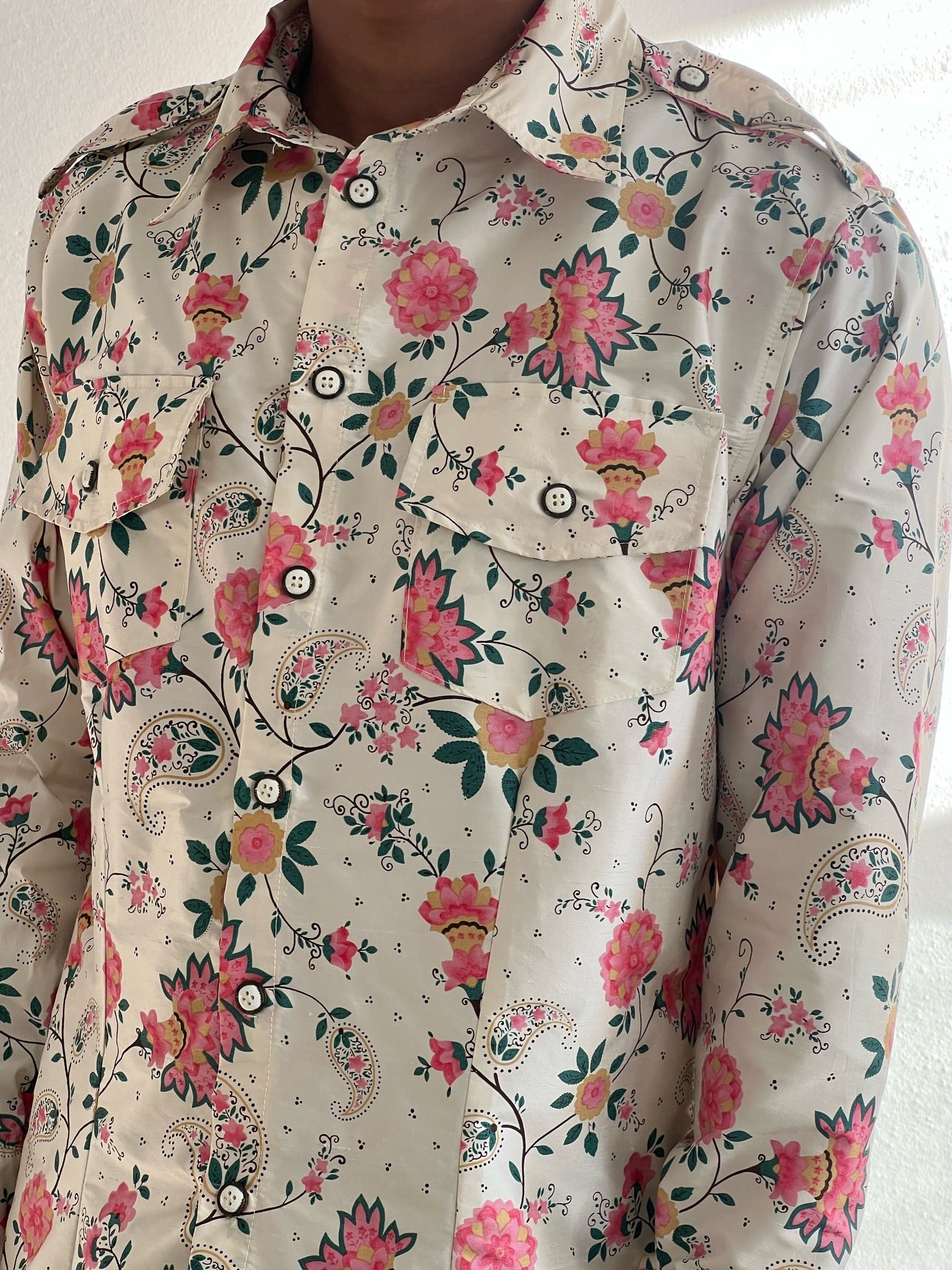 Silk Floral Paisley Button Up – House of Aama